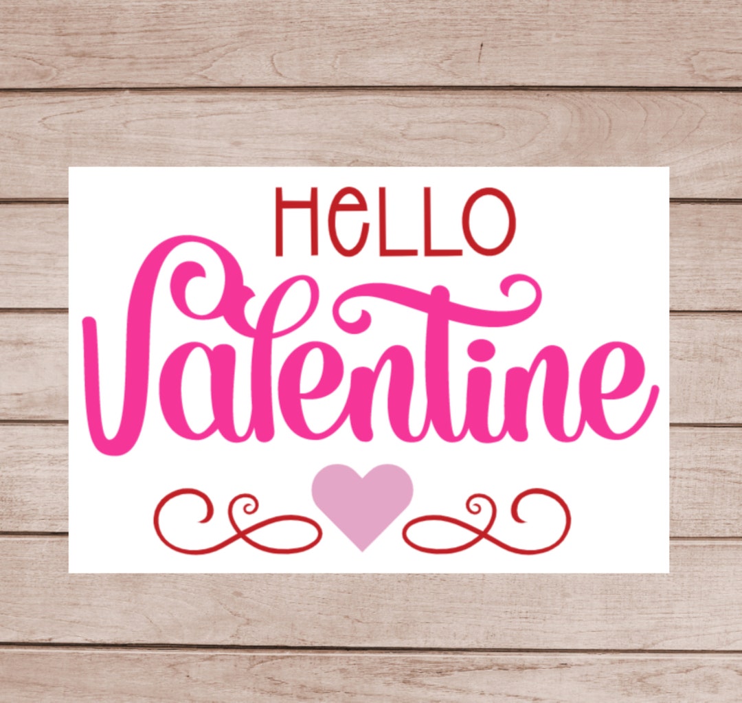 Hello Valentine Decal, Valentine's Day Decal, Hearts Sticker, Valentine ...