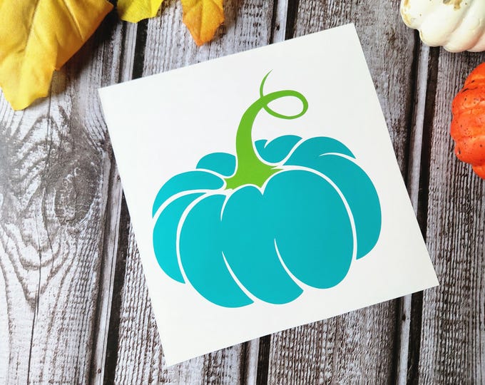 Fall Pumpkin Decal Sticker, Halloween Vinyl Decal, Teal Pumpkin Decal ...