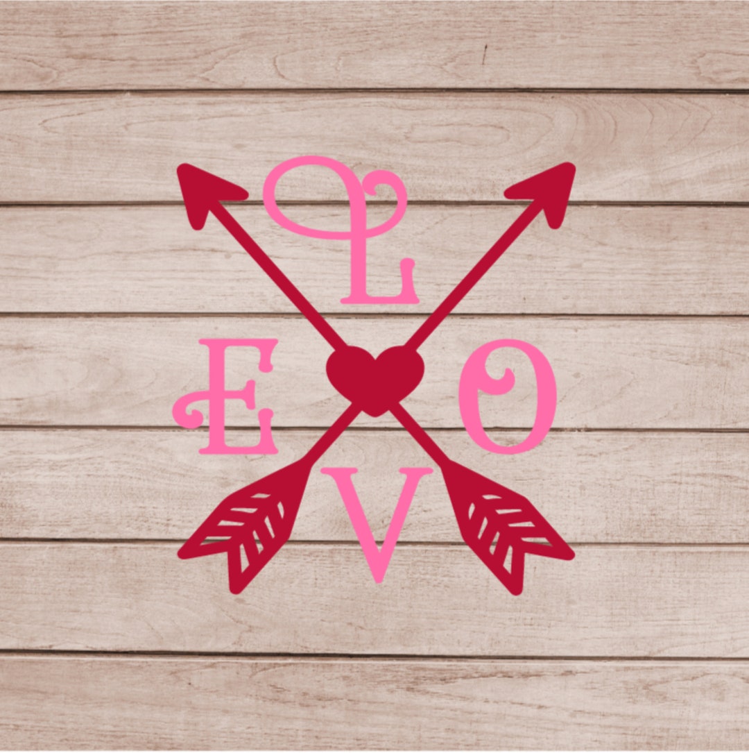 Heart Love Arrows Decal, Valentines Day Love Heart Arrow Decal, DIY ...
