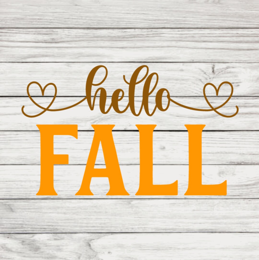 Hello Fall W/hearts Decal, Autumn Cursive Stacked Sticker, Fall ...