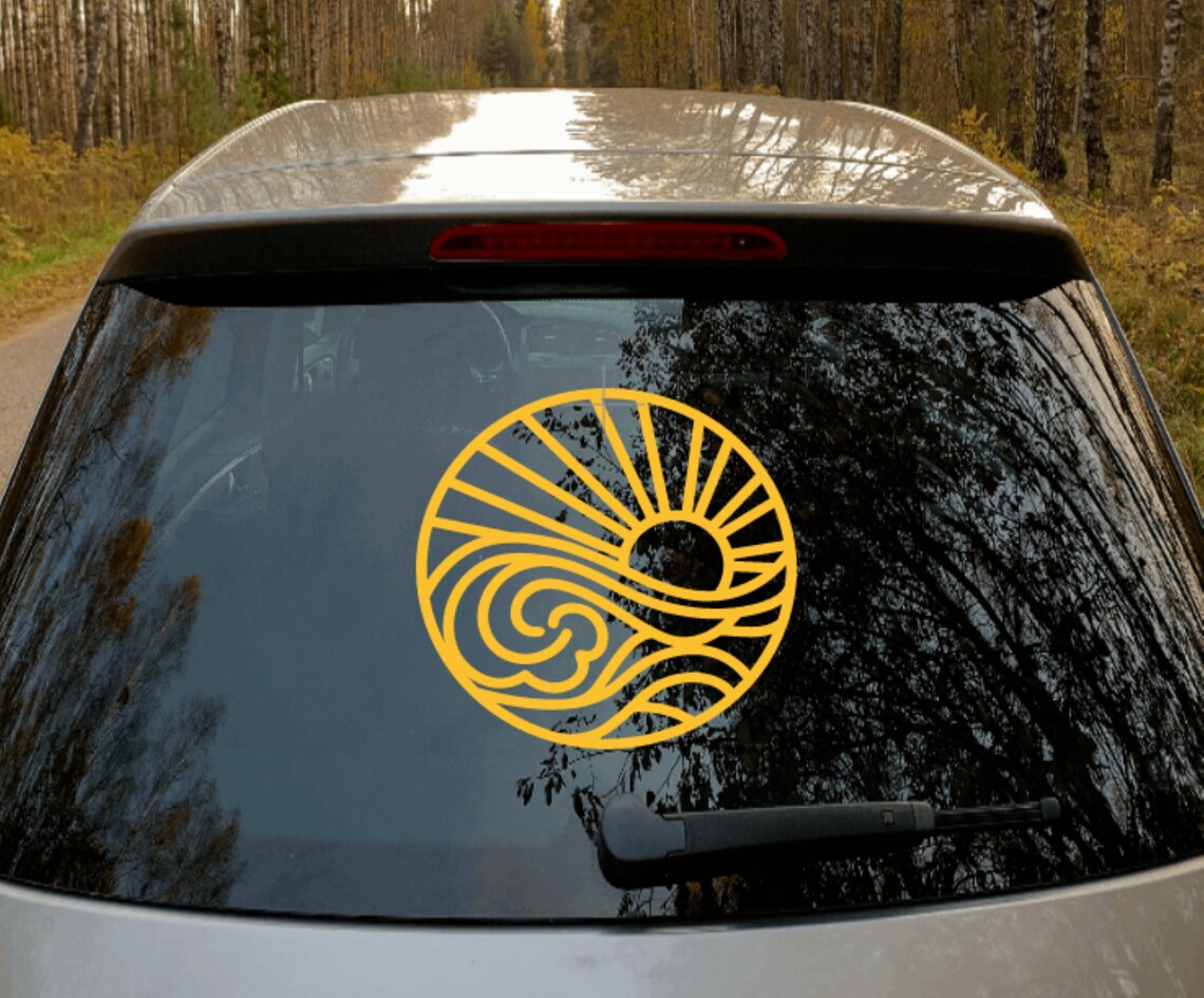 Sun Ocean Waves Decal, Beach Waves Decal, Car Decal, Vinyl Decal, Ocean ...