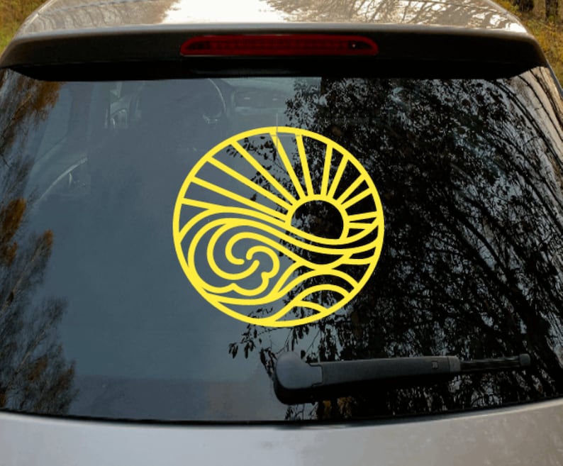 Sun Ocean Waves Decal Beach Waves Decal Car Decal Vinyl - Etsy