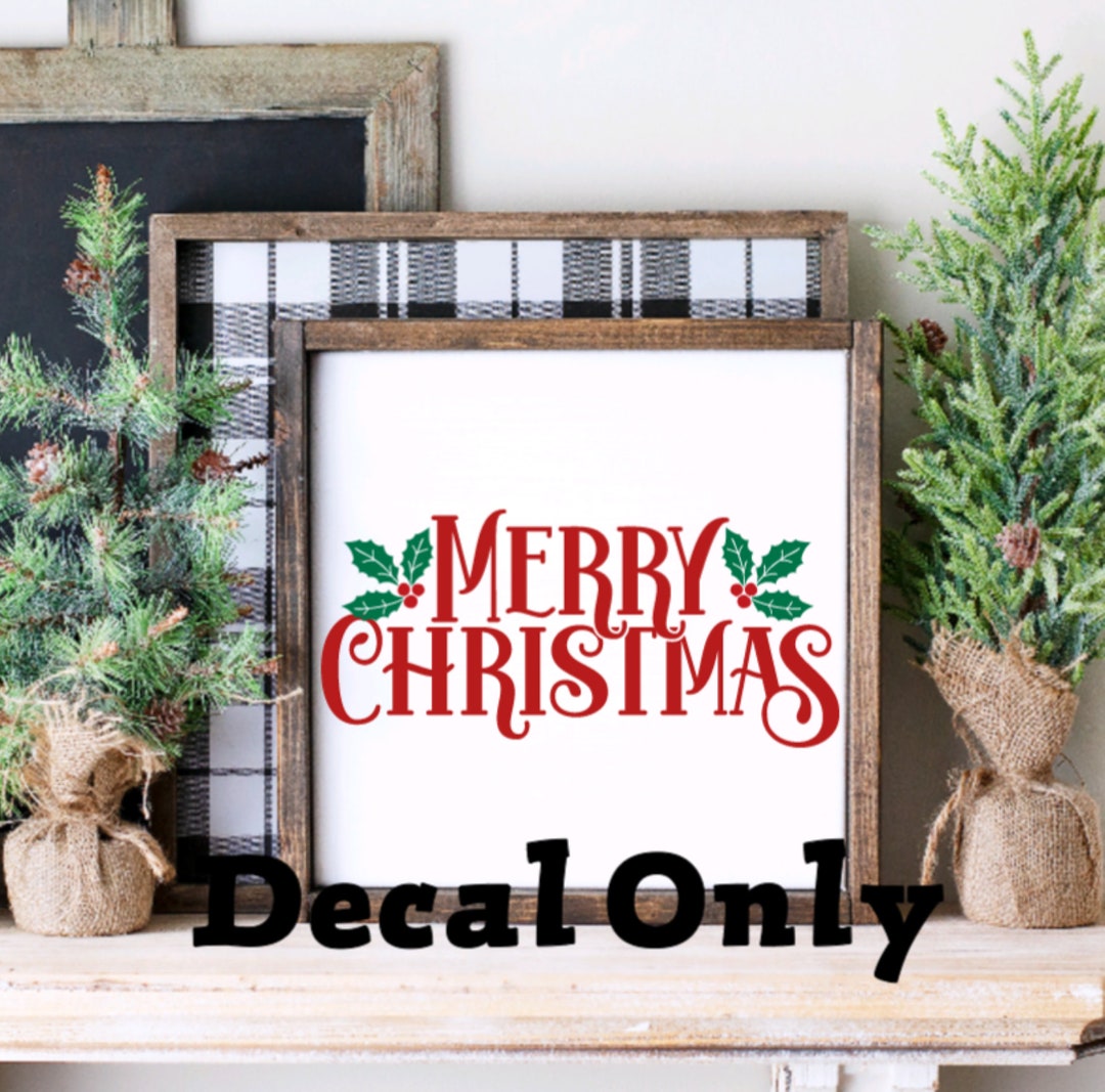 Merry Christmas Decal, Christmas Decal, Merry Christmas Sticker, Wood ...