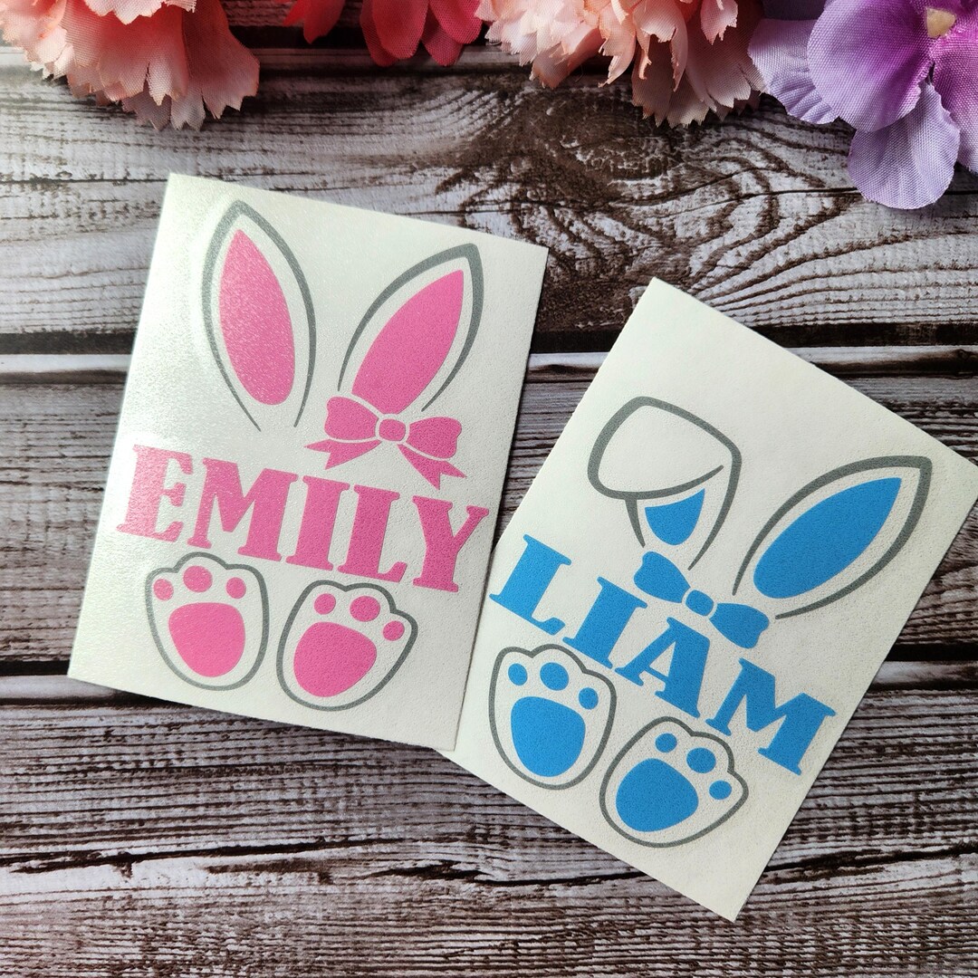 Personalized Easter Bunny, Vinyl Adhesive Decal Decoration Holiday ...