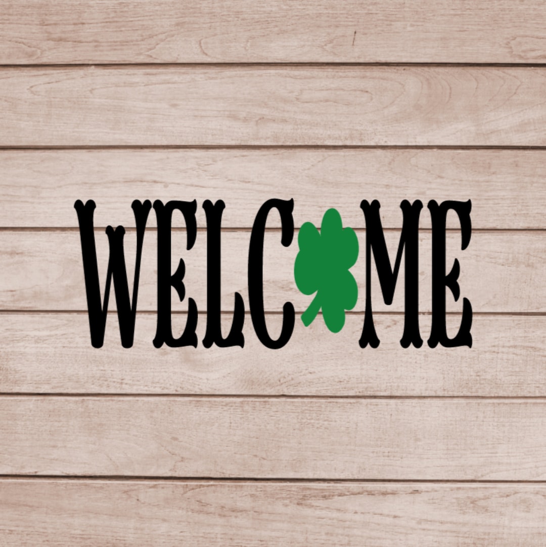 St Patrick's Day Welcome Shamrock Vinyl Adhesive Decal Holiday ...