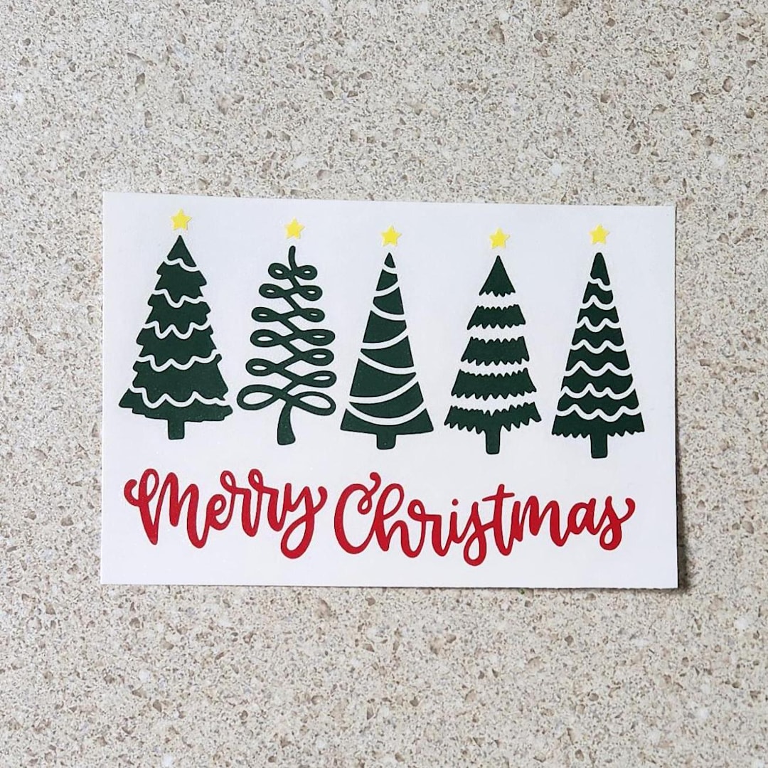 Merry Christmas Tree Decal, Christmas Vinyl Decal, Holiday Decals ...