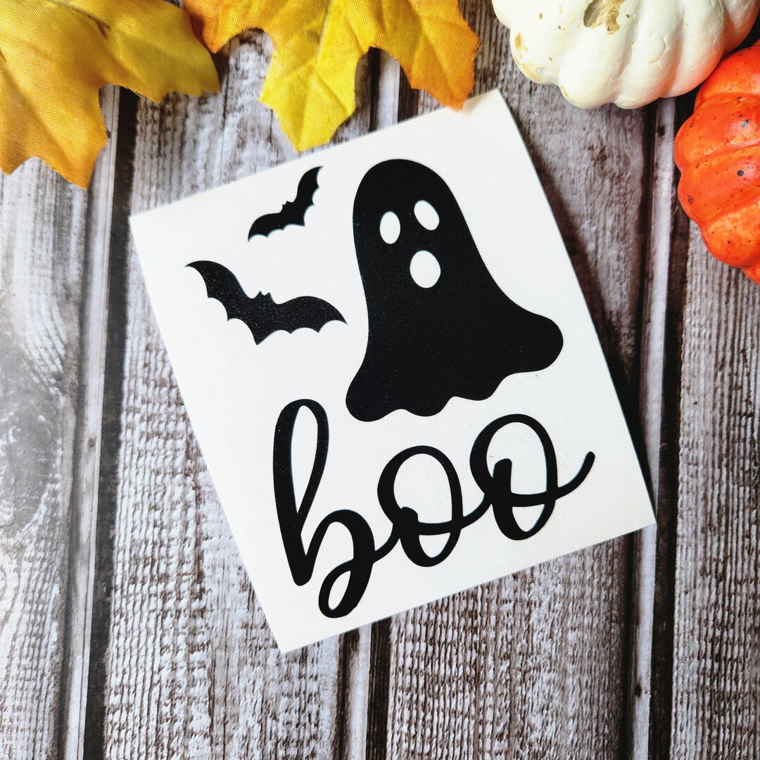 Halloween Ghost Boo Bats Vinyl Decal Sticker, DIY Halloween Home Decor ...