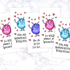 Printable Valentines for Kids monster Love Sheet of 6 per - Etsy