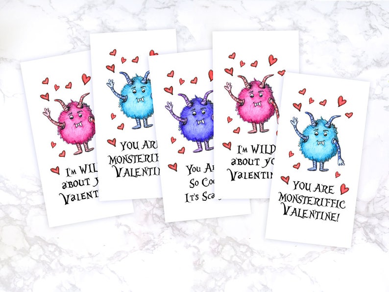 Printable Valentines for Kids monster Love Sheet of 6 per - Etsy