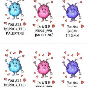 Printable Valentines for Kids monster Love Sheet of 6 per - Etsy
