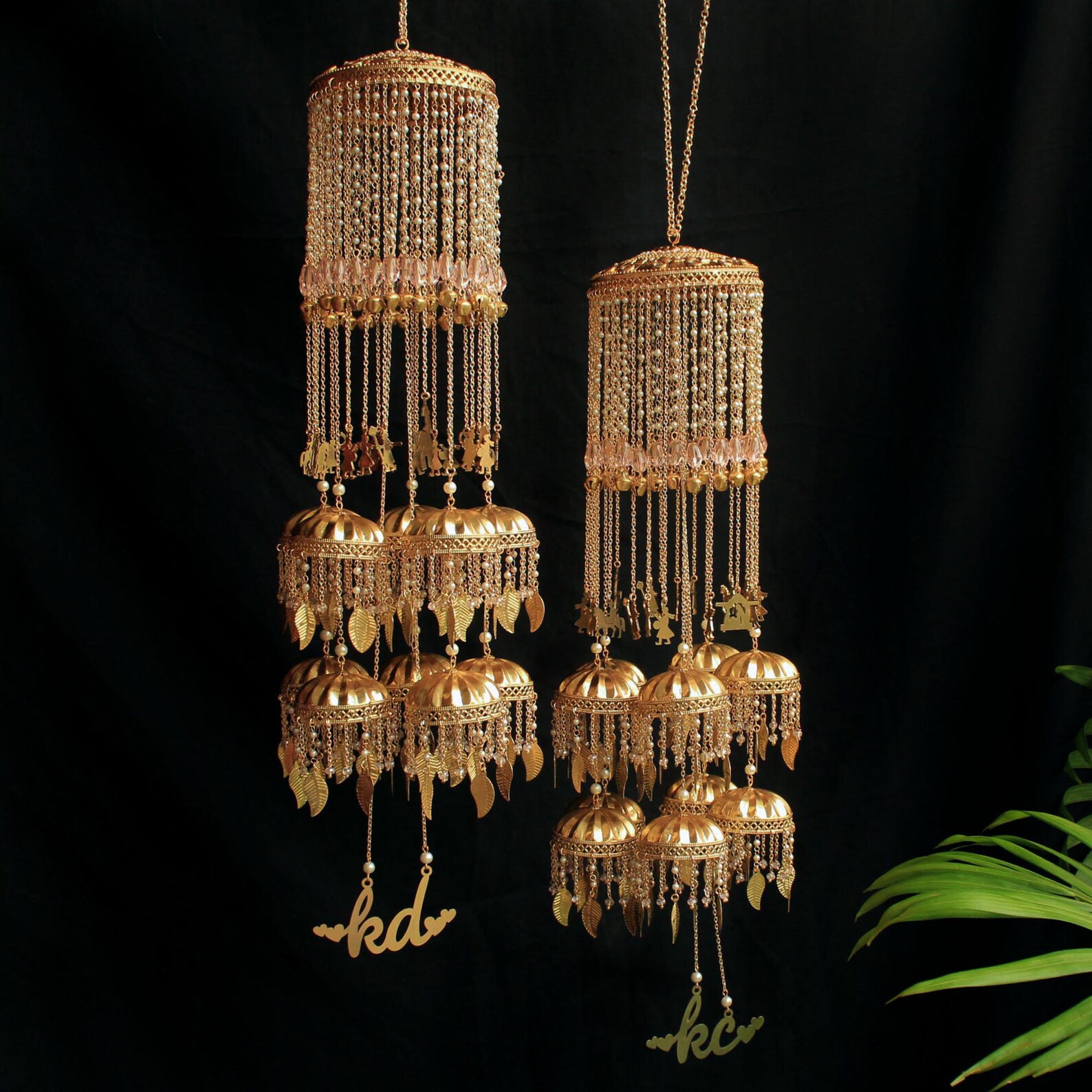 Multi Layered Caps Pink Stones Kaleere With Bride and Groom Customised ...