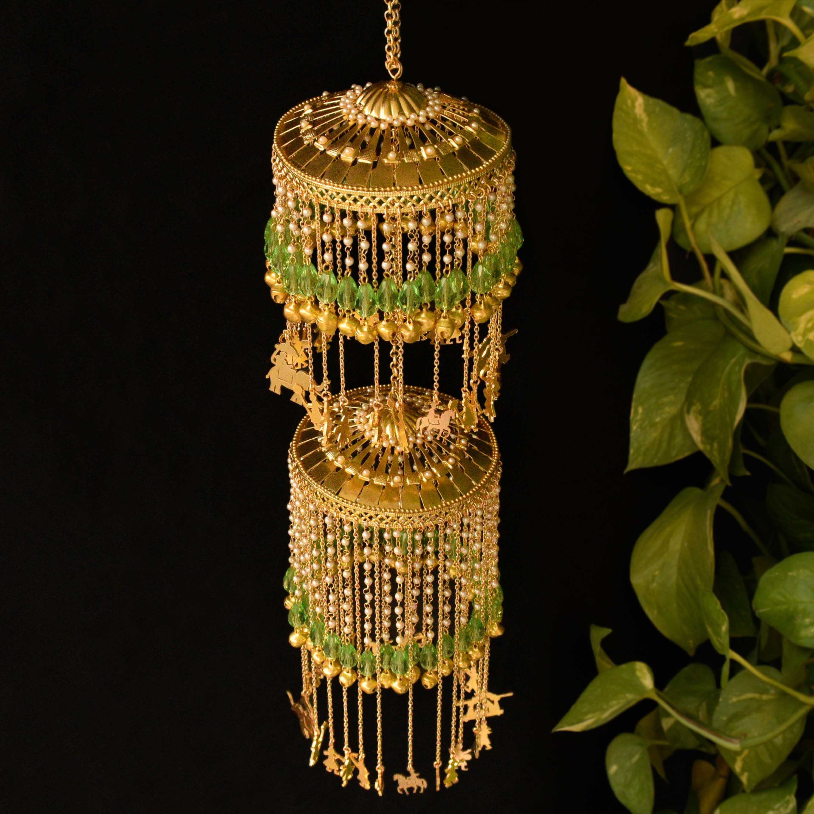 Double Layer Green Stone Baraat Charms Kaleere, Indian Wedding Punjabi ...