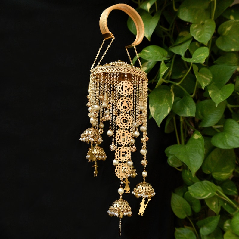 Golden Jhumki Traditional Baraat Charms Kaleere Personalised Name ...