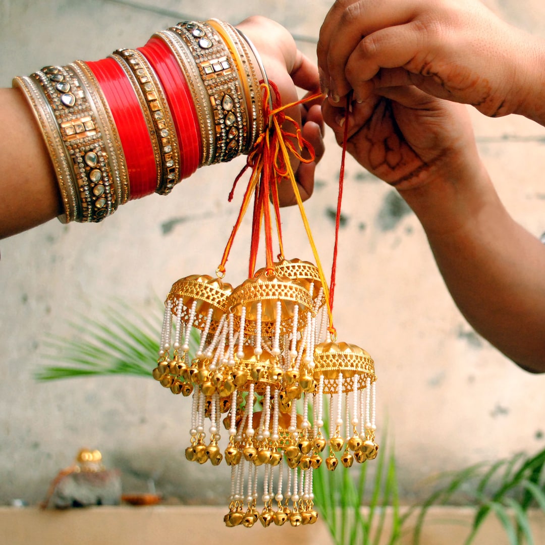 Set of 10 Mini Kaleere – White Bead Traditional Kalira | Punjabi Indian ...