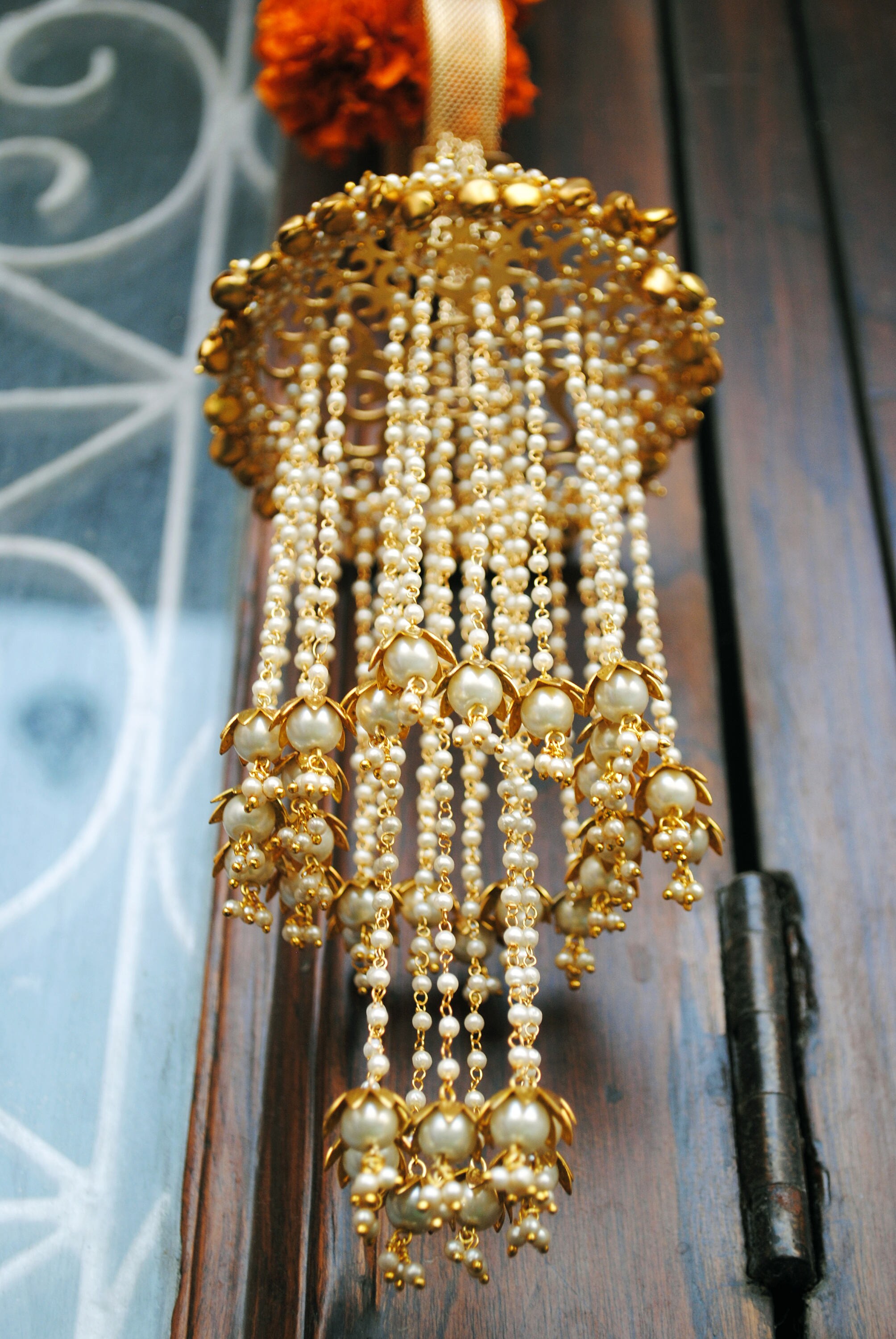 Golden Layered Kaleere With Pearls and Adjustable Bangle, Punjabi ...
