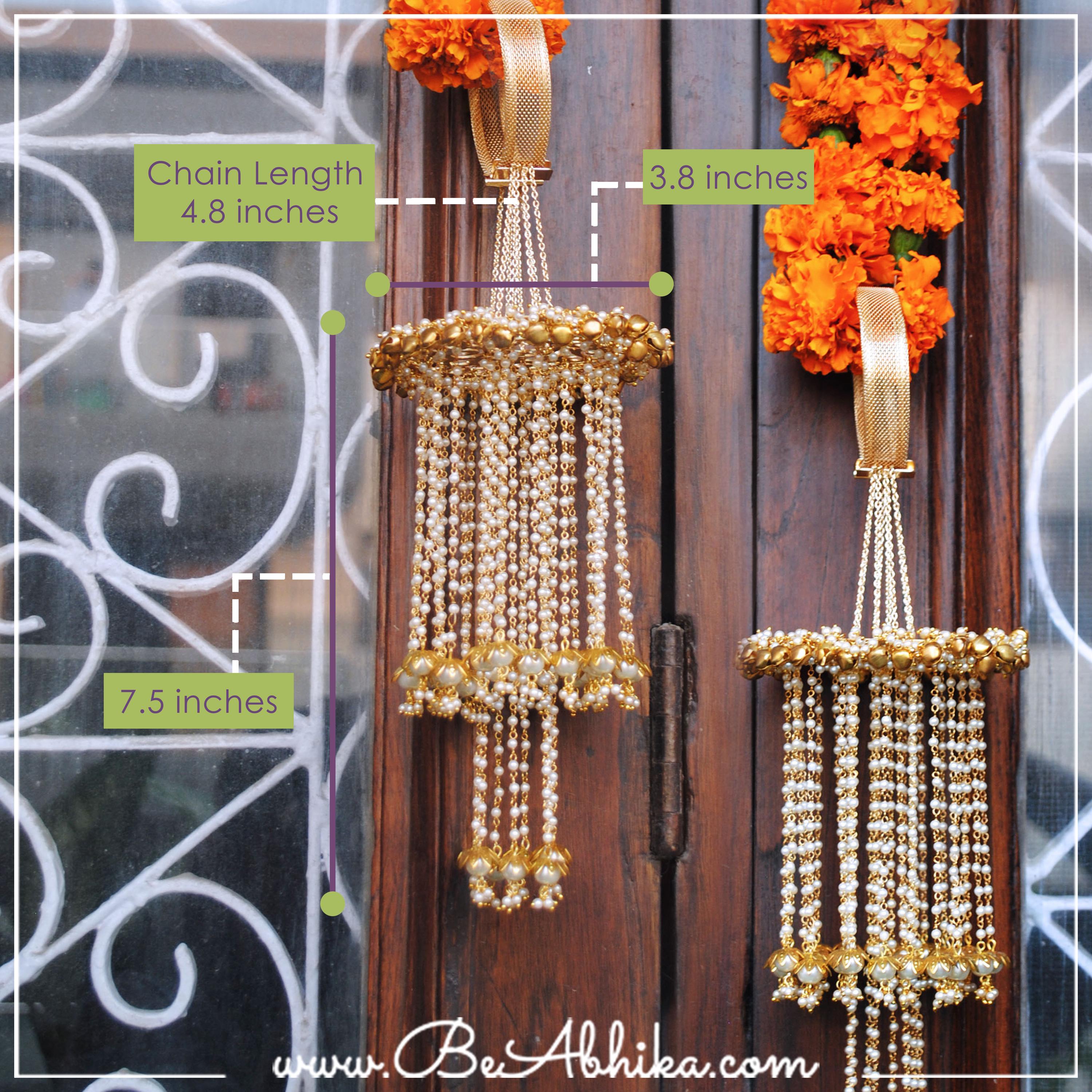 Golden Layered Kaleere With Pearls & Adjustable Bangle, Floral Laser ...