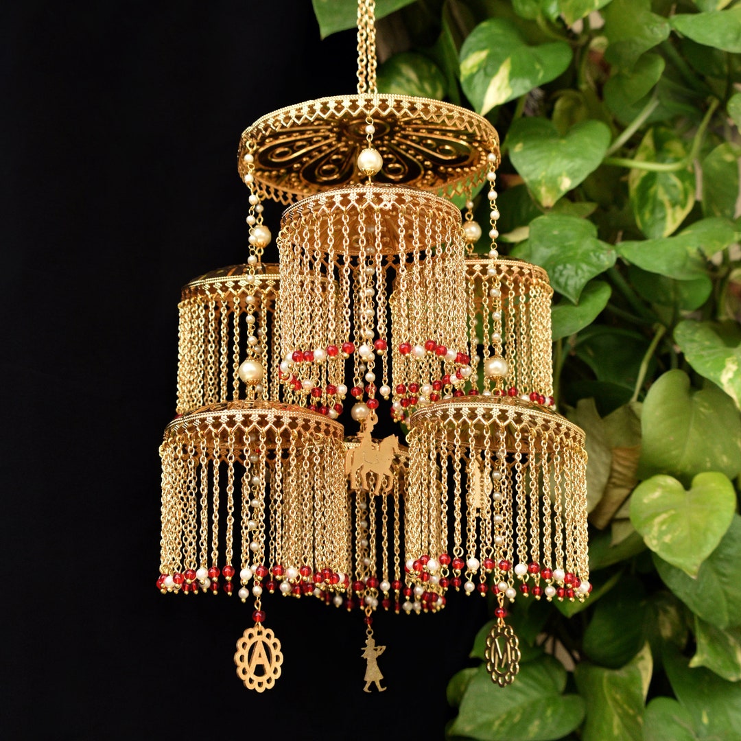 7 Cap Layered Kaleera With Baraat Charms and Personalised Initials ...