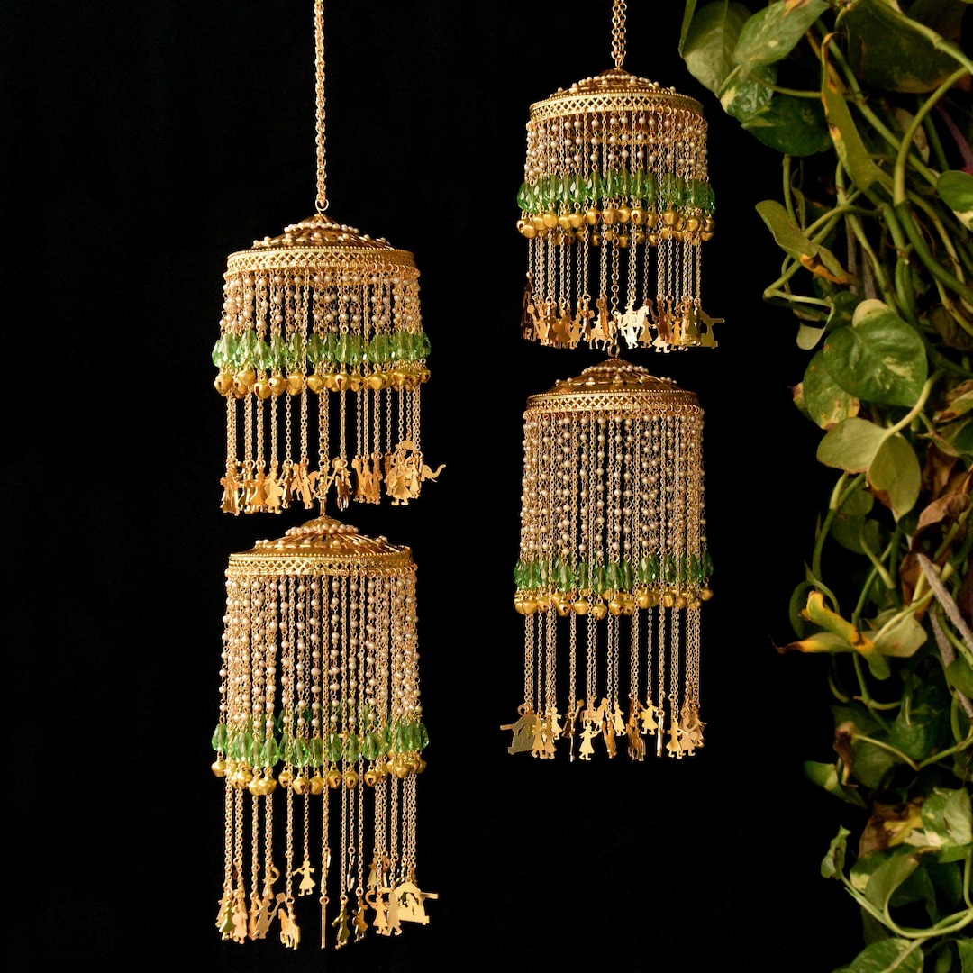 Double Layer Green Stone Baraat Charms Kaleere, Indian Wedding Punjabi ...