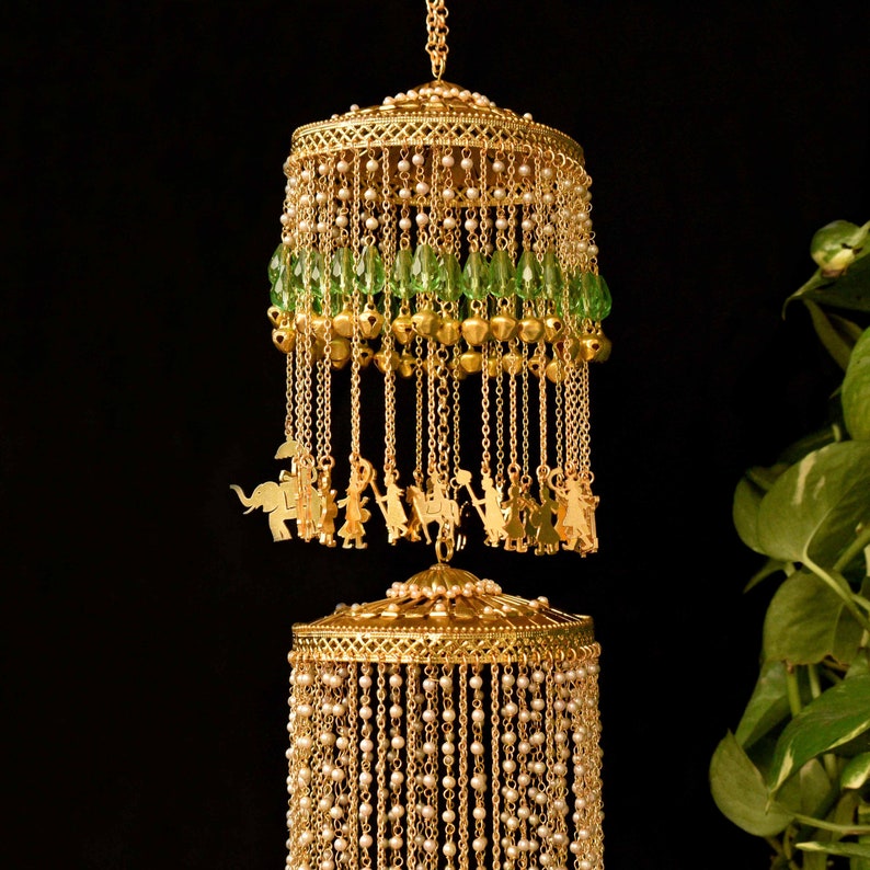 Double Layer Green Stone Baraat Charms Kaleere, Indian Wedding Punjabi ...