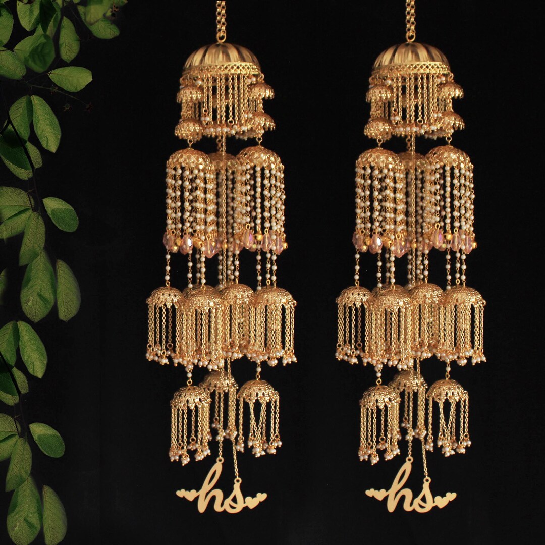 Customized Bridal Kaleere With Bride & Groom Initials – Gold Punjabi ...