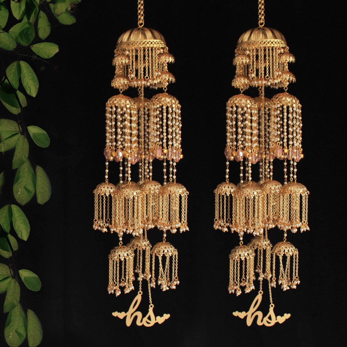Customized Bridal Kaleere With Bride & Groom Initials – Gold Punjabi ...
