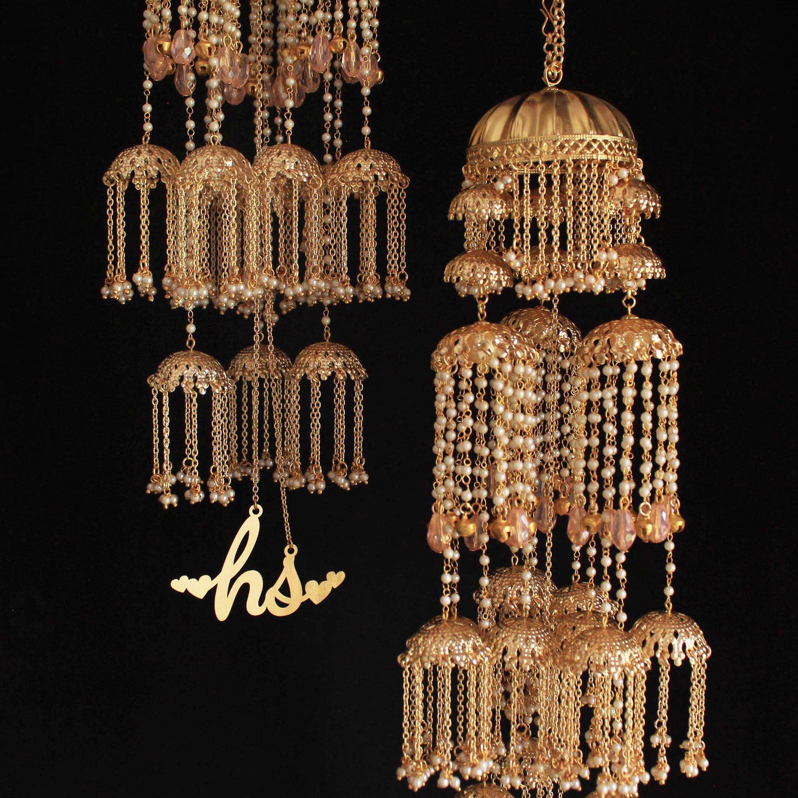 Customized Bridal Kaleere With Bride & Groom Initials – Gold Punjabi ...