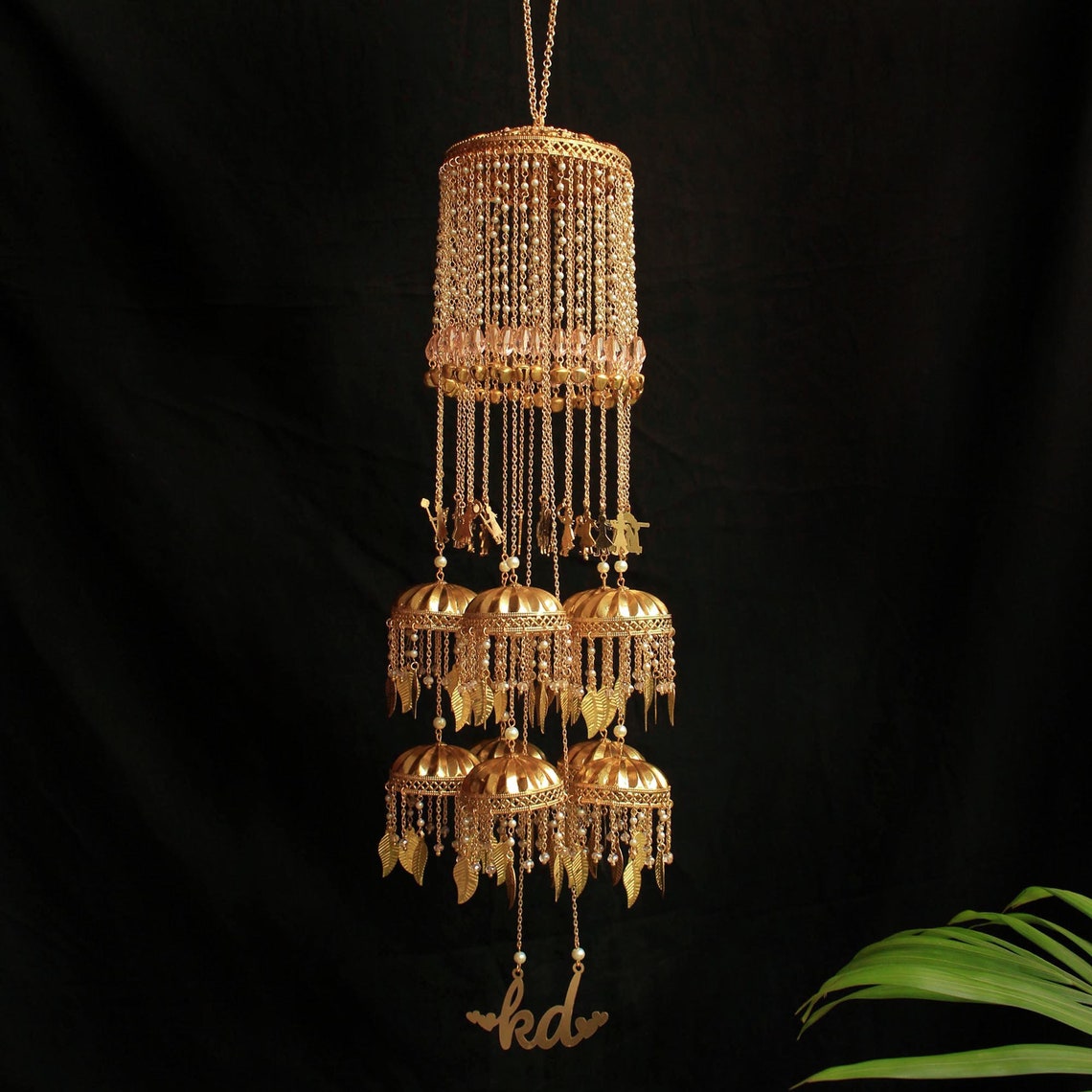 Multi Layered Caps Pink Stones Kaleere With Bride and Groom Customised ...