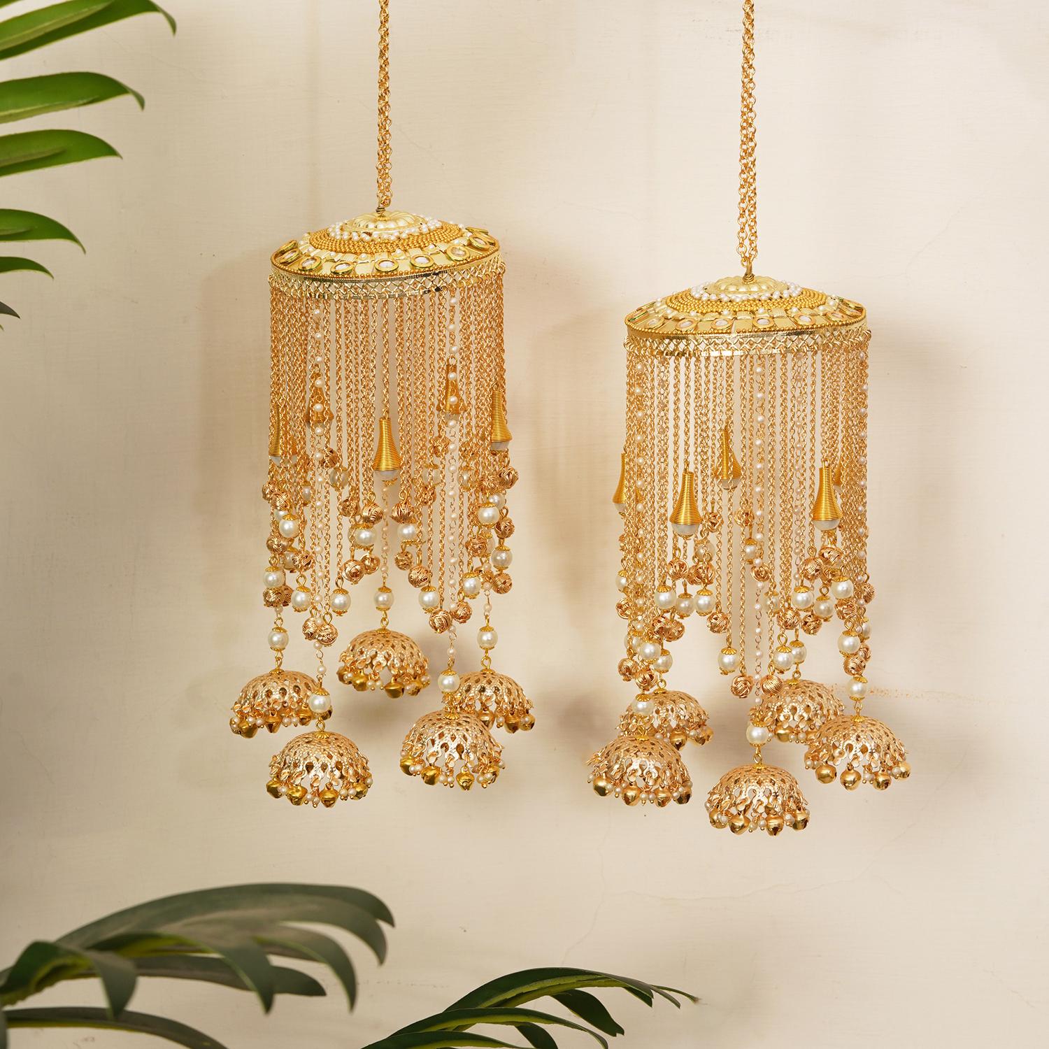 Golden Jhumki Kaleere With Pearls, Punjabi Wedding Kalire, Handmade ...