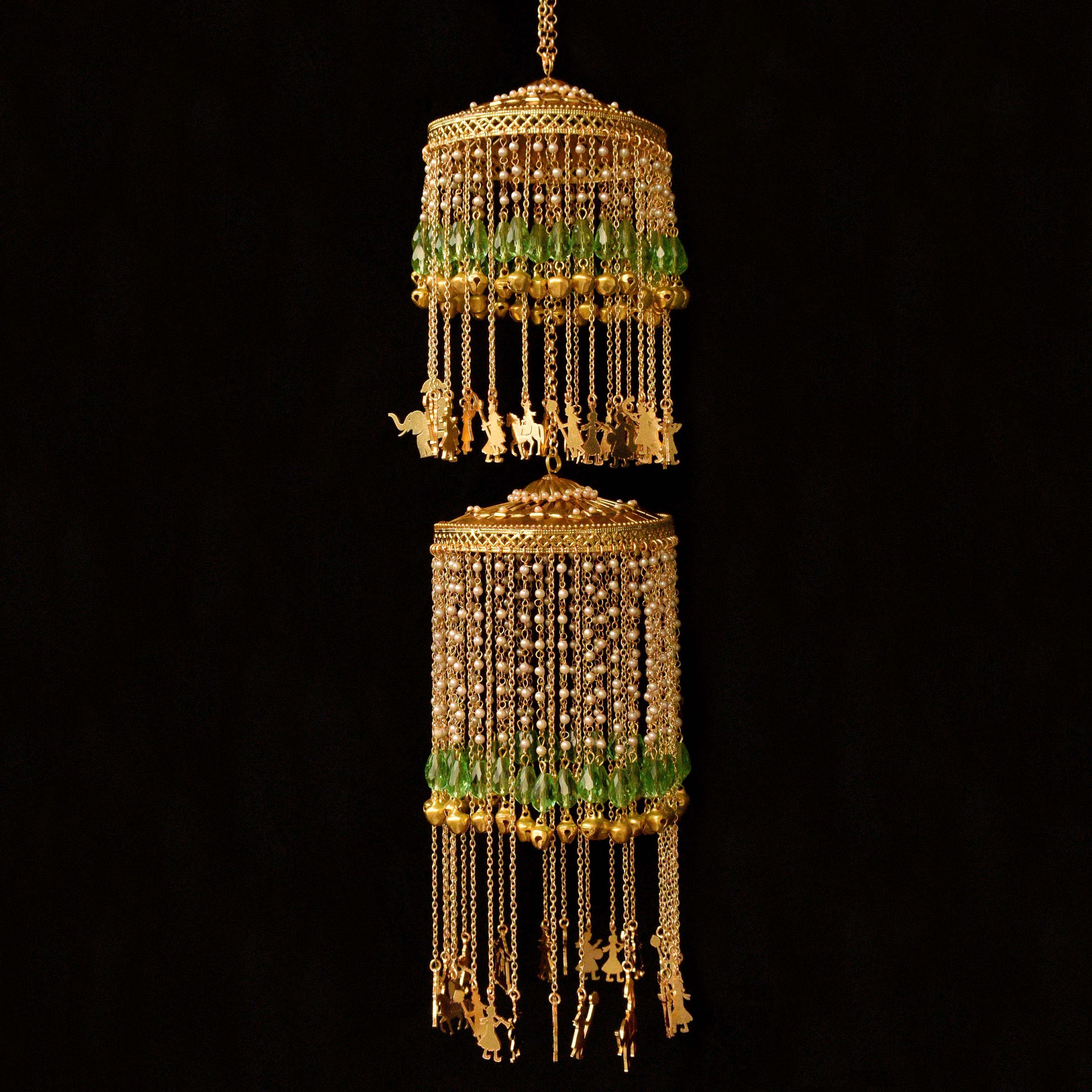 Double Layer Green Stone Baraat Charms Kaleere, Indian Wedding Punjabi ...