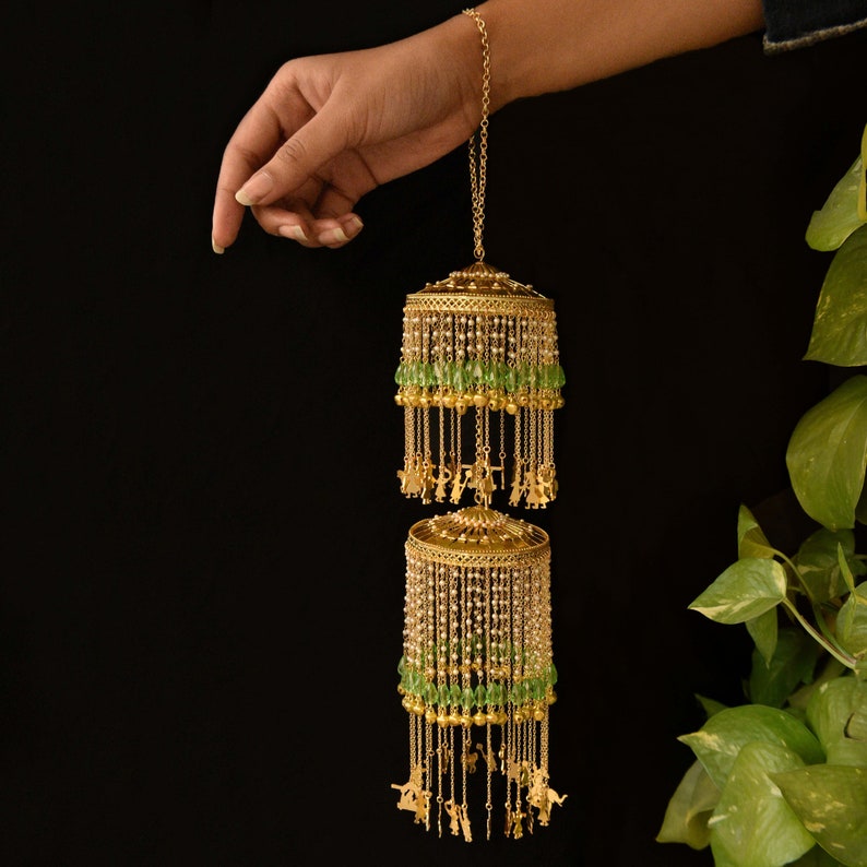 Double Layer Green Stone Baraat Charms Kaleere, Indian Wedding Punjabi ...