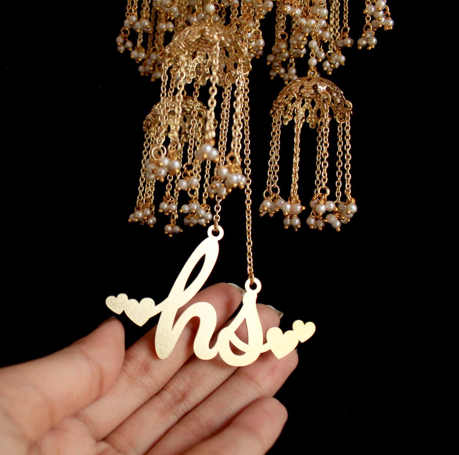Customized Bridal Kaleere With Bride & Groom Initials – Gold Punjabi ...