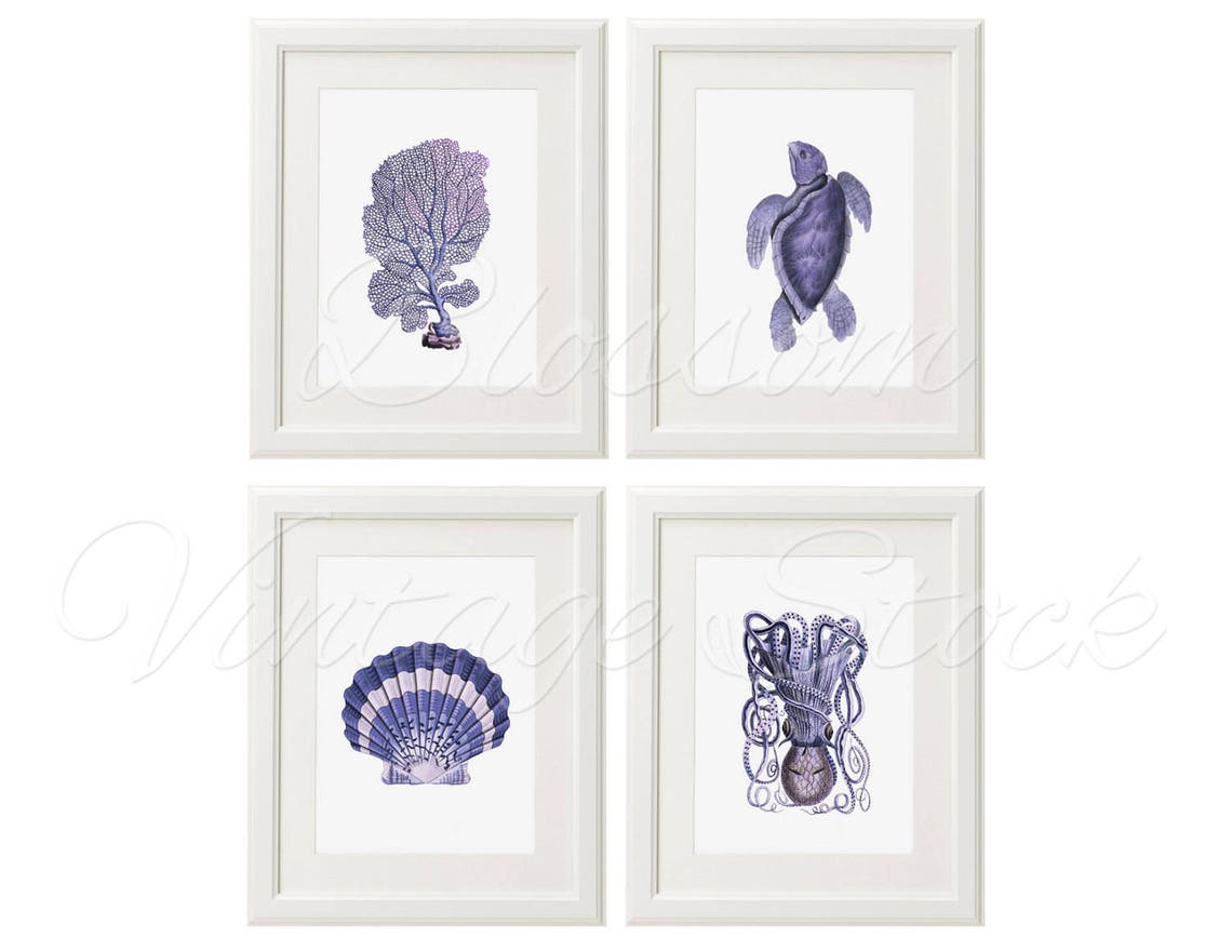 Sea Coral Printable Set Blue Ocean Prints Marine Prints | Etsy