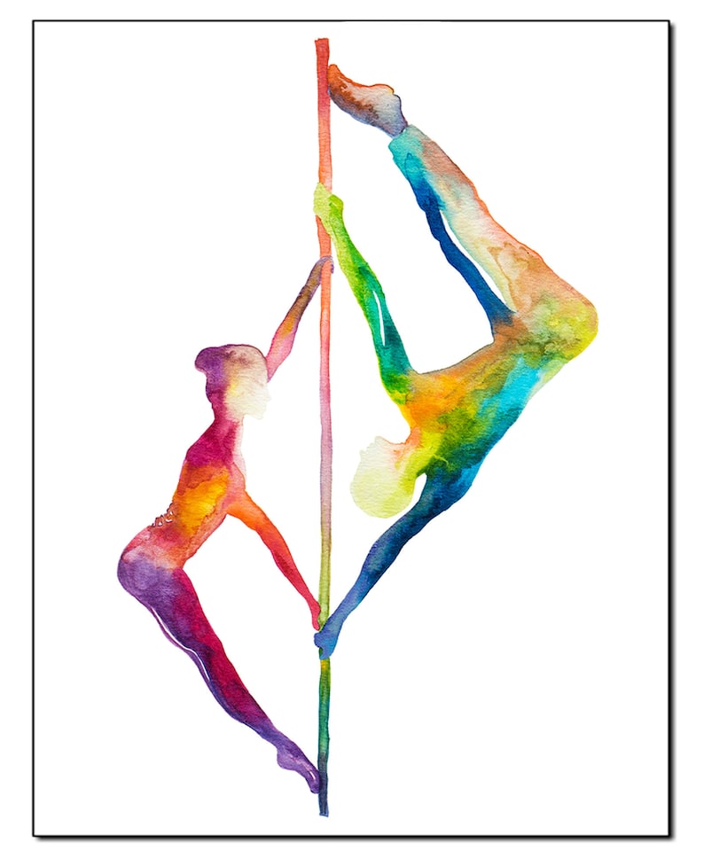 Symmetric Love-pole Dance Art Pole Dancing Print Watercolor - Etsy