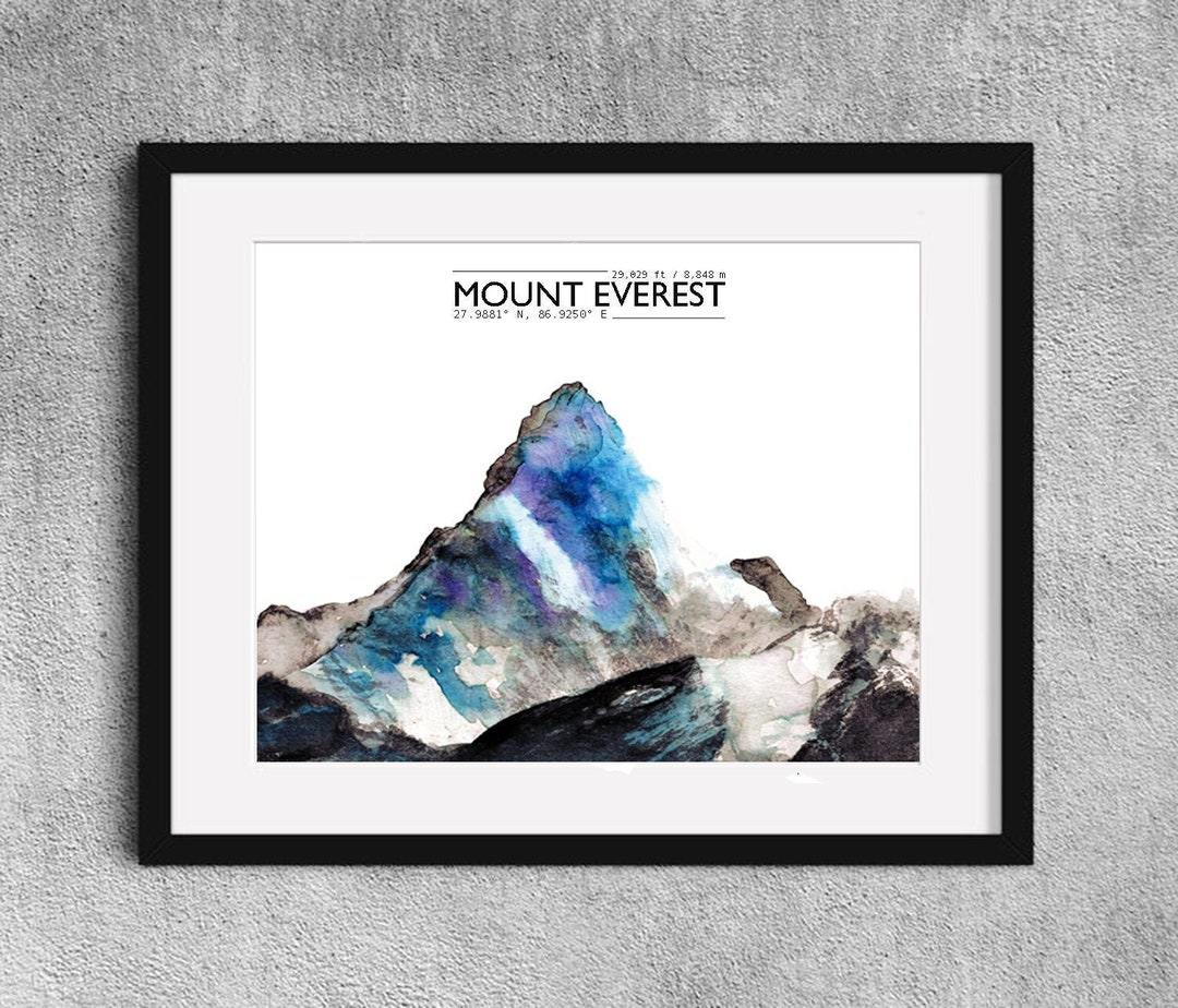 Mount Everest - Everest Watercolor Painting - Climber Gift - Extreme ...