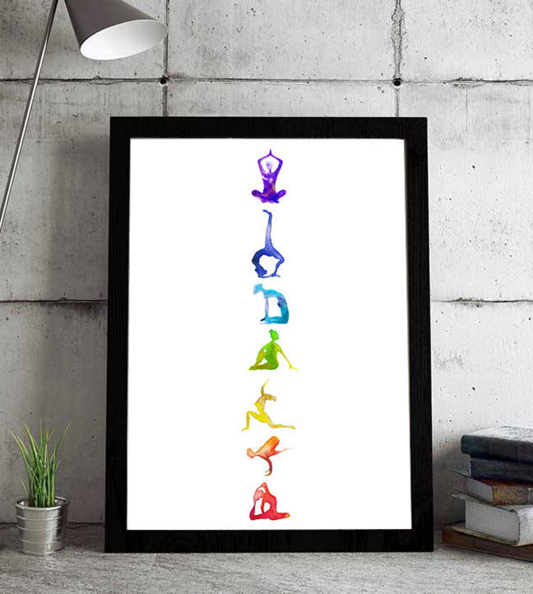 The Chakras Alignment - Print Yoga Watercolor Painting - Chakra Symbols ...