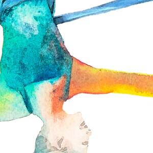 The Inverted Splits - Aerial Yoga - Silk Yoga Print Watercolor Painting ...
