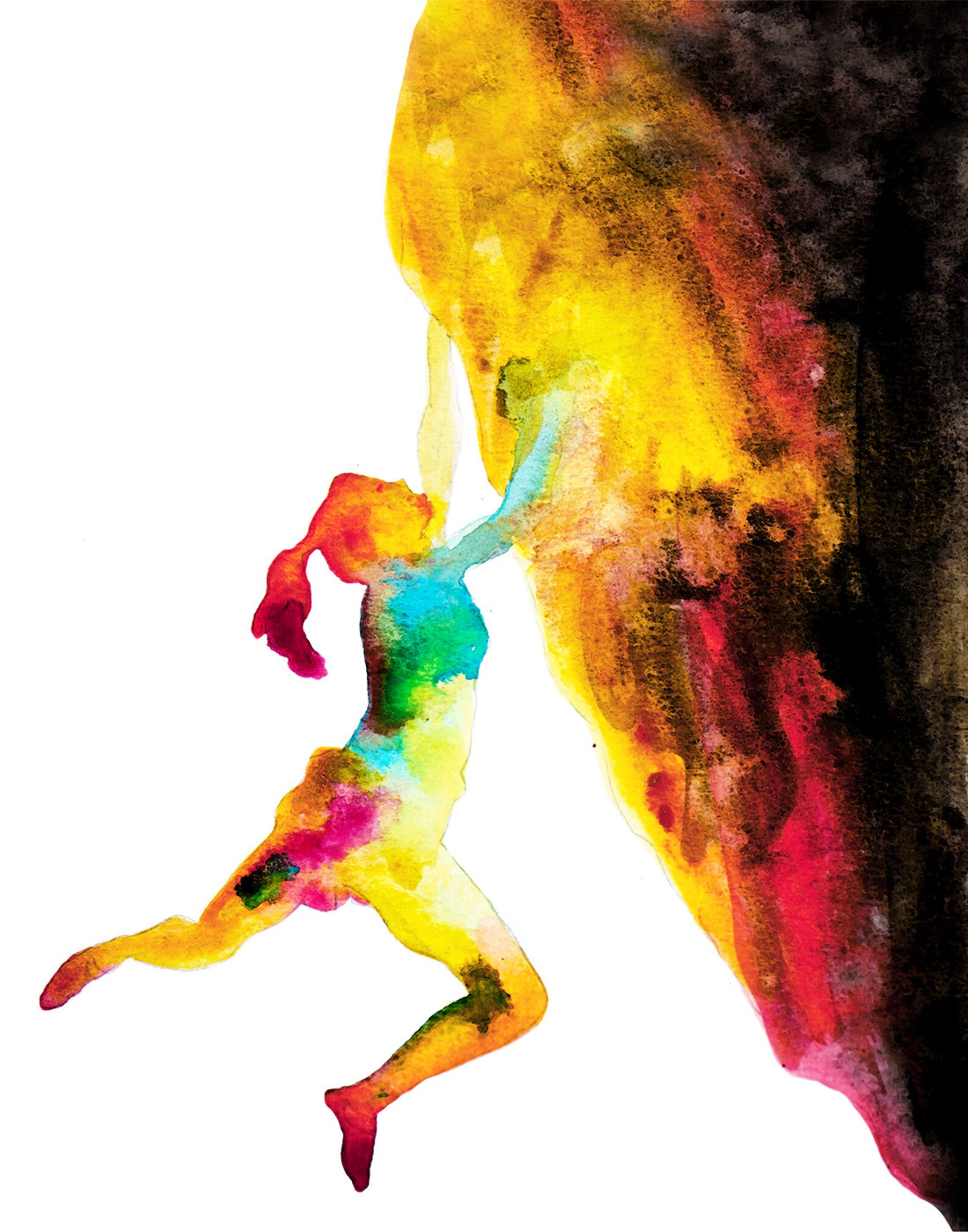 The Wild One Fine Art Print Rock Climbing Watercolor | Etsy
