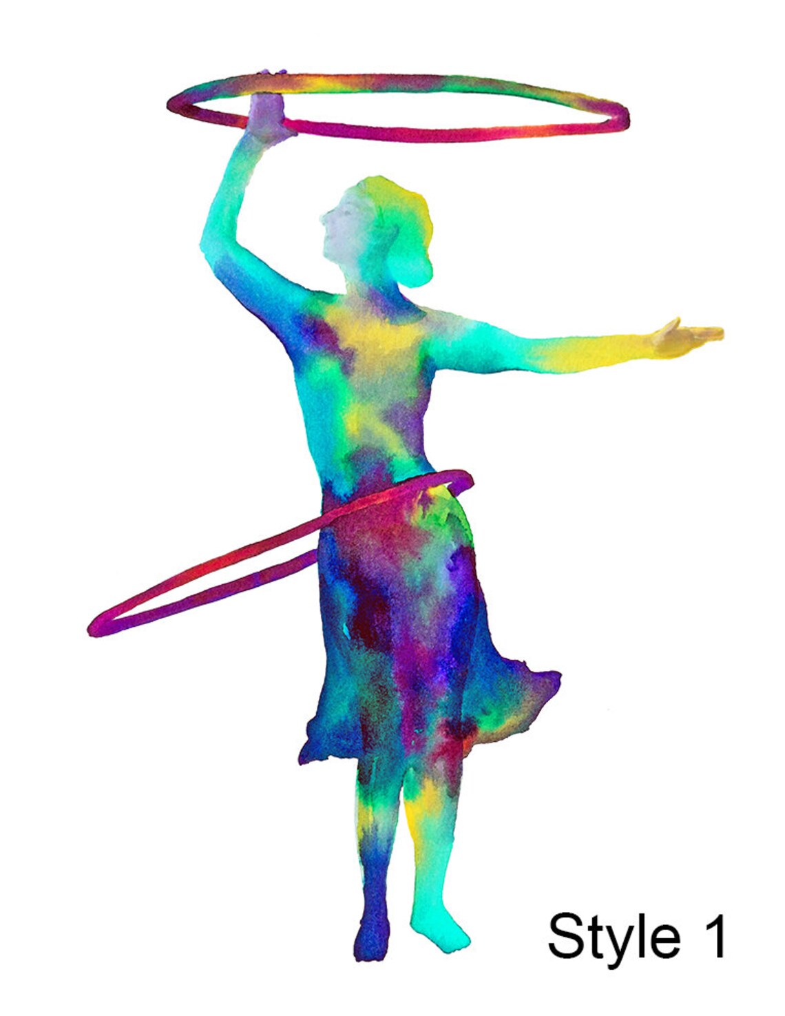 Hooplala Hula Hoop Painting Fine Art Watercolor Print - Etsy