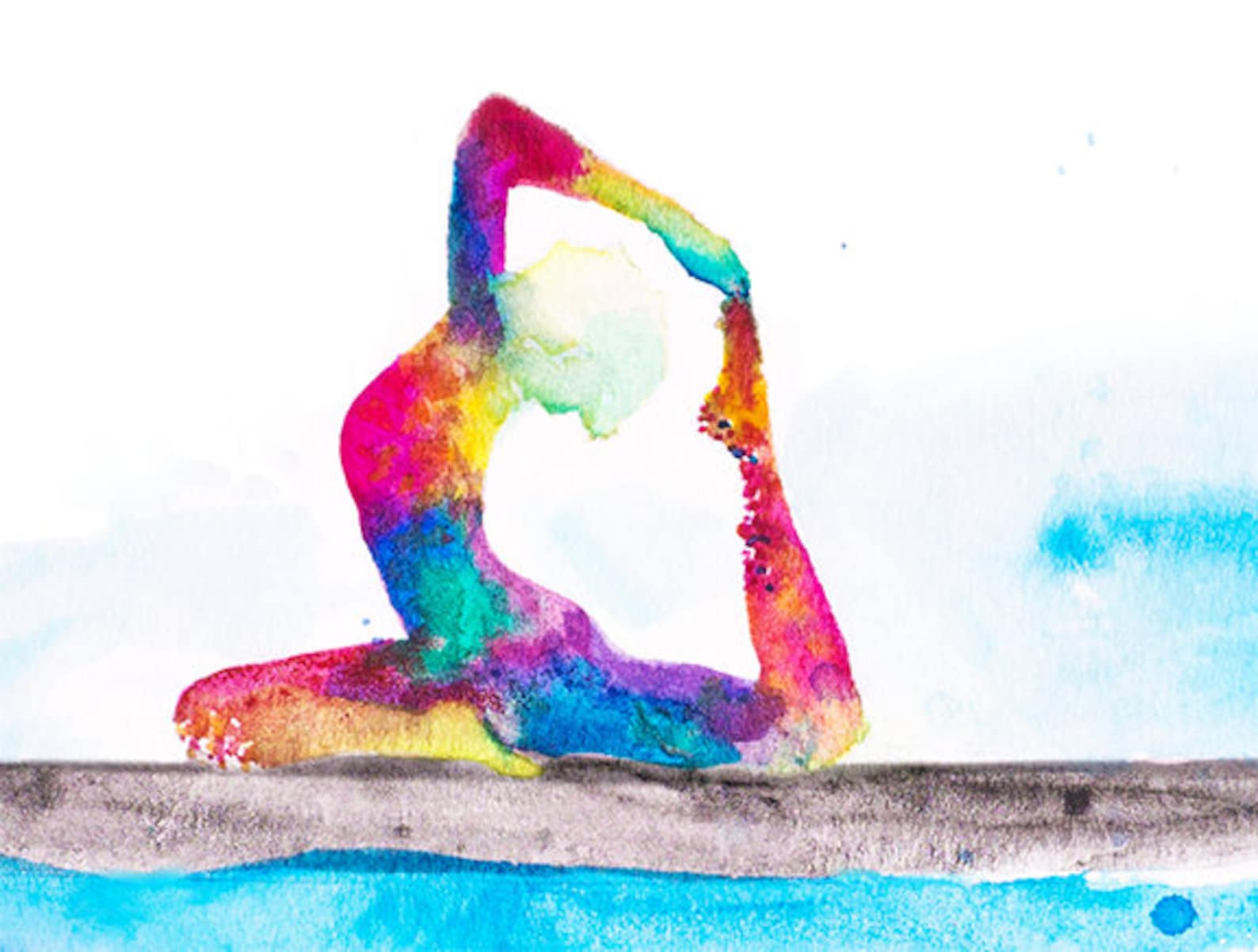 The Floating Yogi Fine Art Print Yoga Watercolor Painting - Etsy