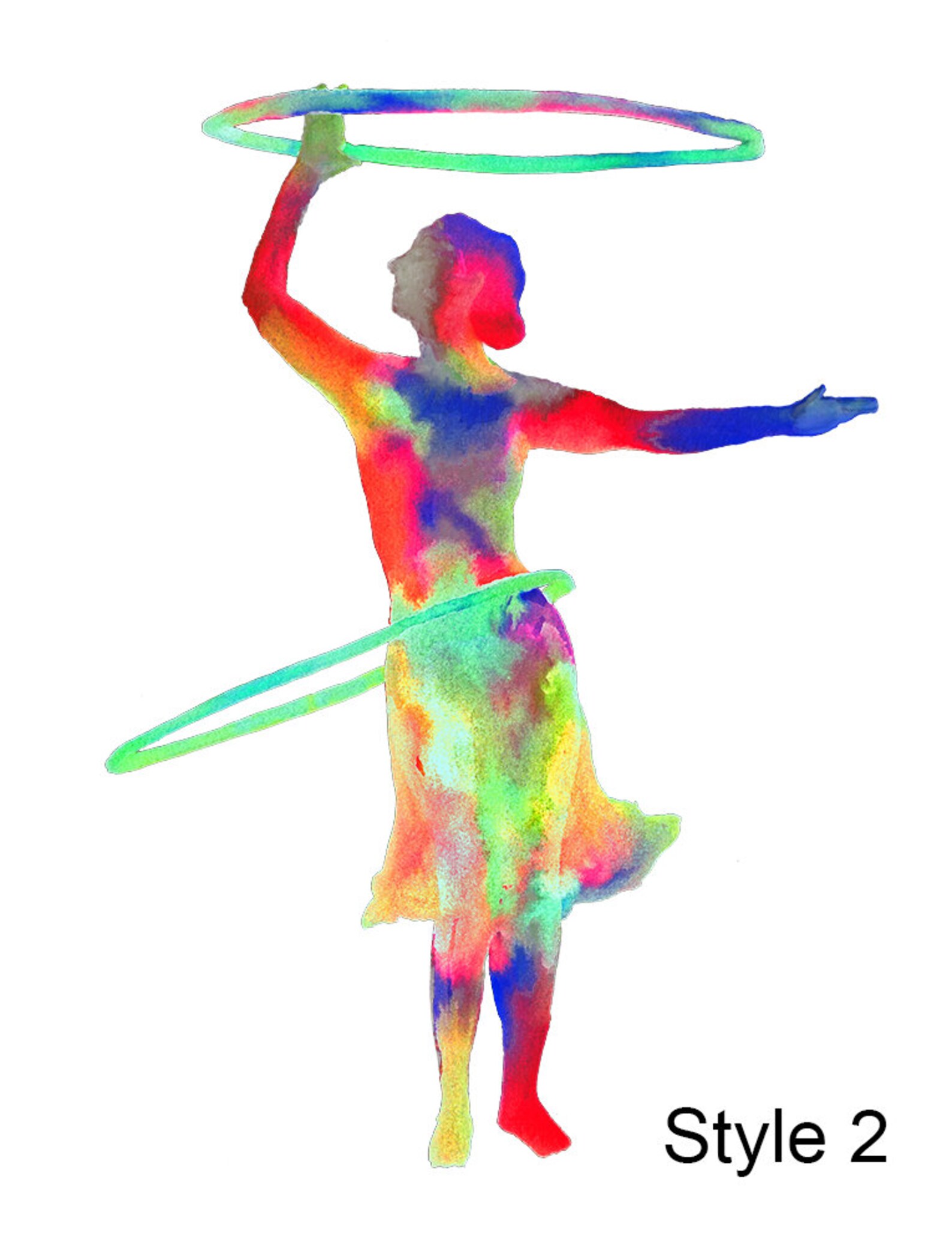 Hooplala Hula Hoop Painting Fine Art Watercolor Print - Etsy