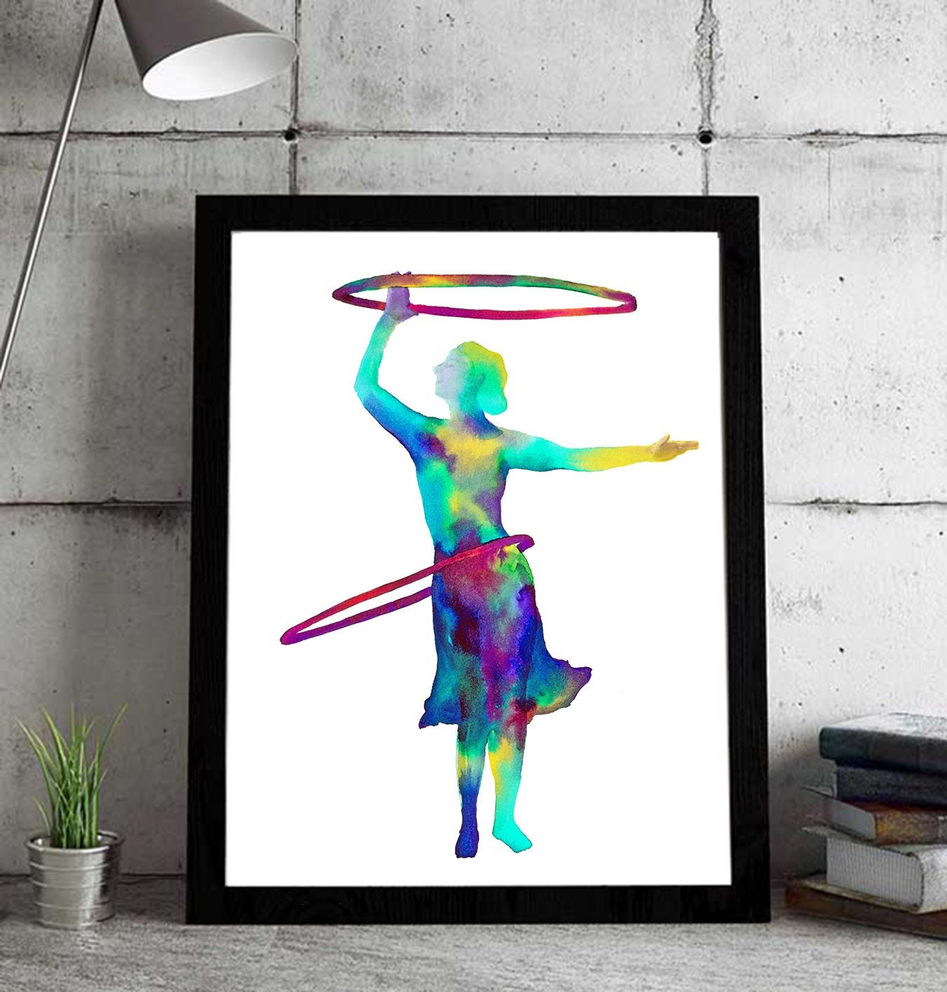 Hooplala Hula Hoop Painting Fine Art Watercolor Print - Etsy