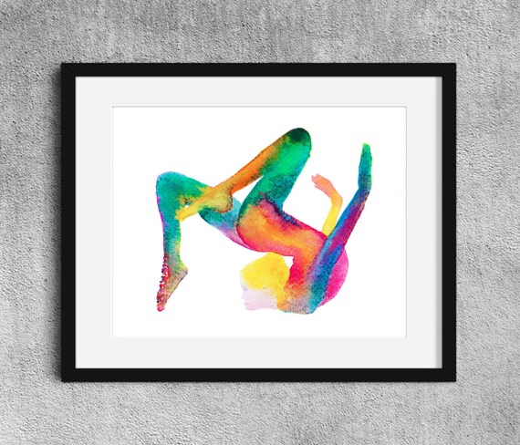 The Contortionist-fine Art Print Yoga / Gymnastics Watercolor - Etsy