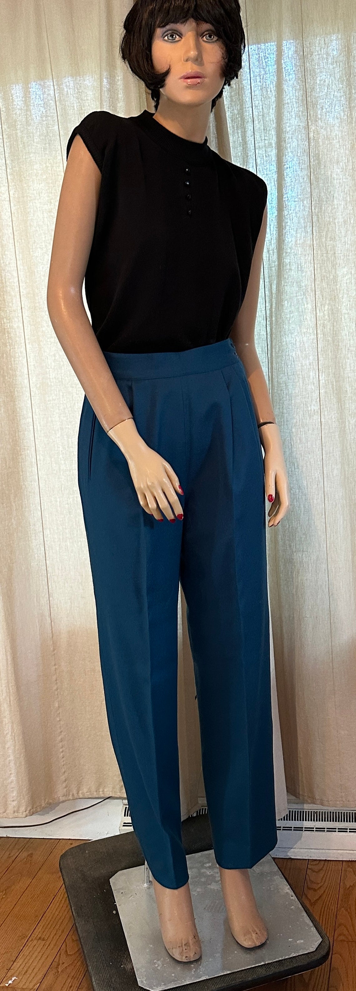 Vintage 1980’s JABE’ ANDREA BEHAR Women’s Teal 100 % Wool Waist 26 ...