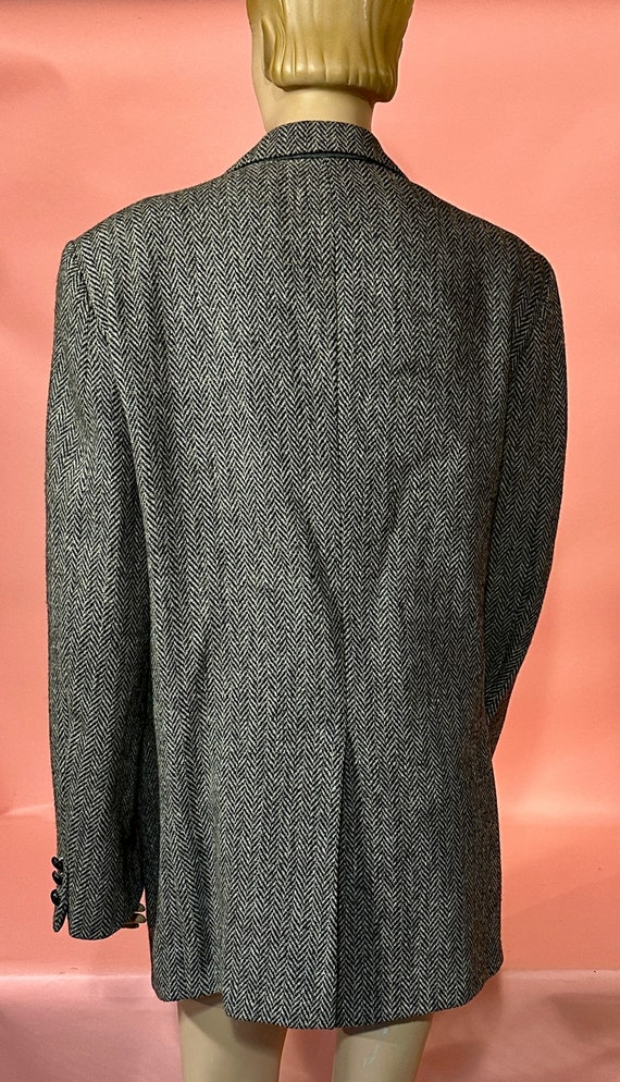 Vintage HARRIS TWEED Black and White Men’s Herringbon… - Gem