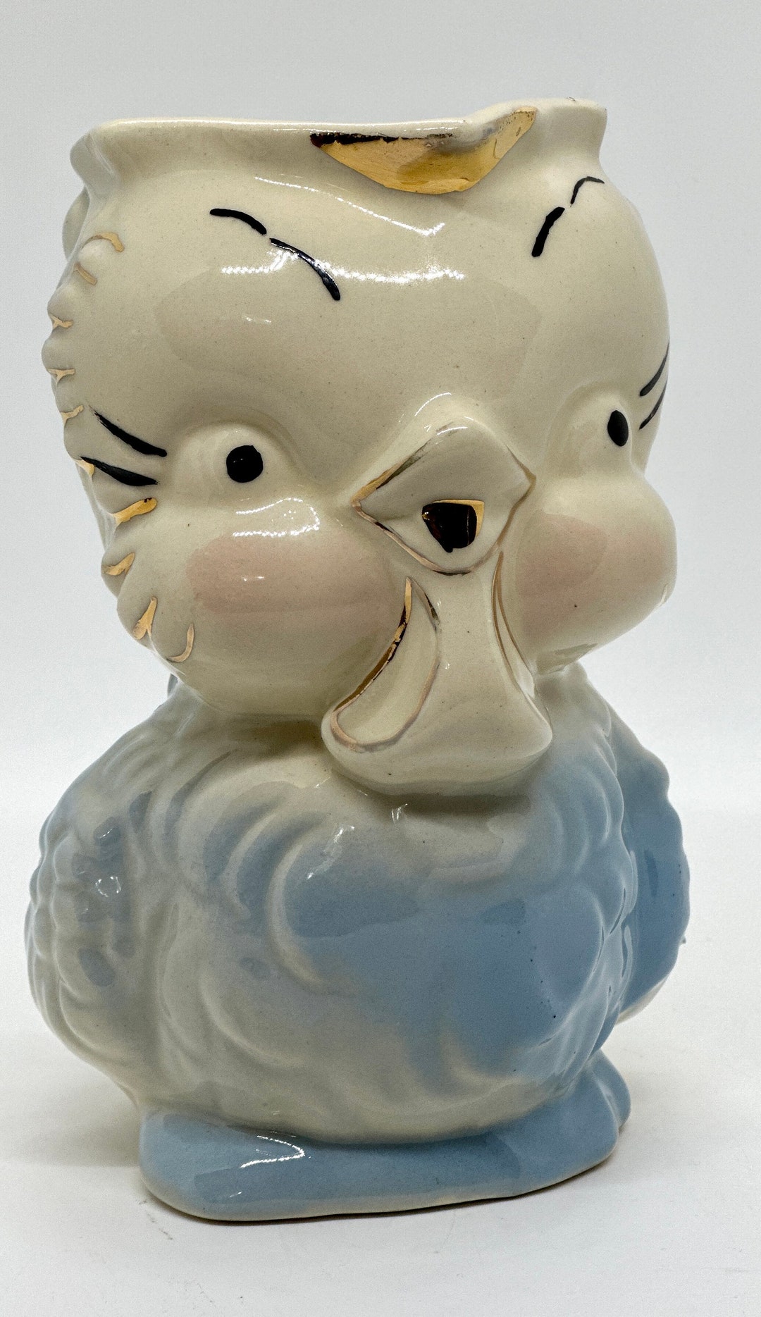 Vintage 1940's Shawnee Owl/chickadee Pitcher Creamer Blue White With ...