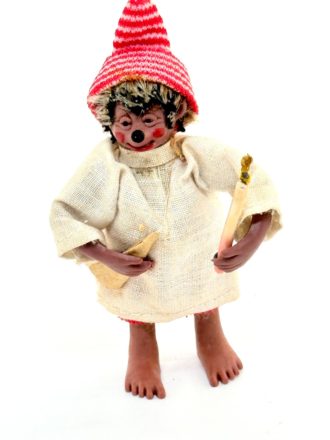 Vintage RARE Peter Mecki Steiff Hedgehog Figurine in Nightshirt Holding ...