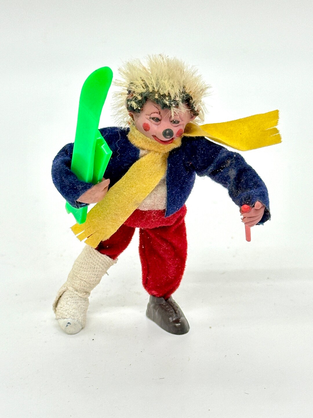 Vintage RARE Peter Mecki Steiff Hedgehog Figurine Doll Skier With ...