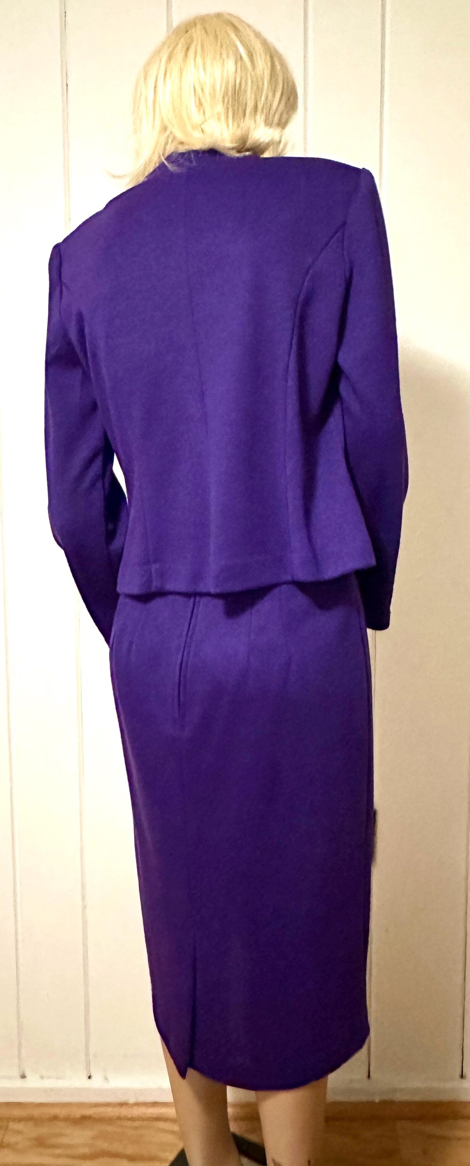 Vintage 70’s Women’s Purple Skirt & Jacket Suit W/ Bow on the Neckline ...