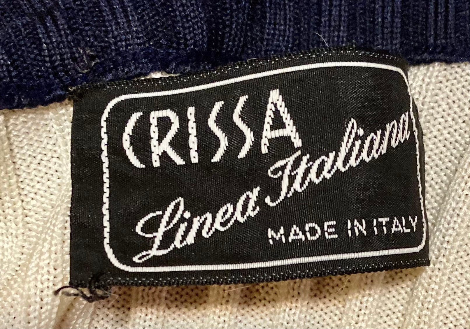Vintage 1970s CRISSA LINEA Italiana Navy Blue & White | Etsy