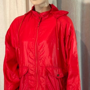 Vintage CATALINA Red Raincoat Windbreaker Jacket Zip Front, Hood in ...
